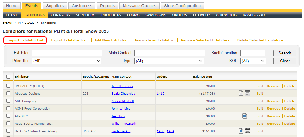 Importing an Exhibitor List – Boomer Commerce