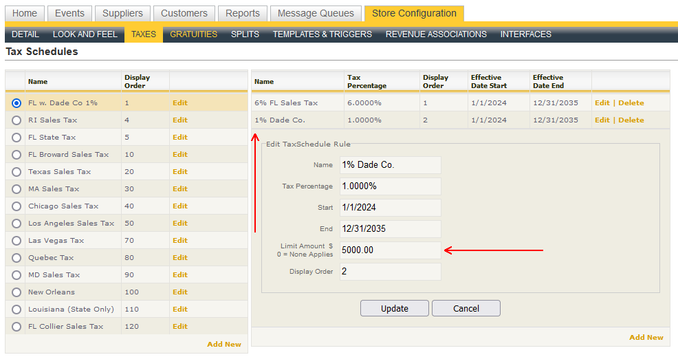 Tax and Gratuity Schedules – Boomer Commerce