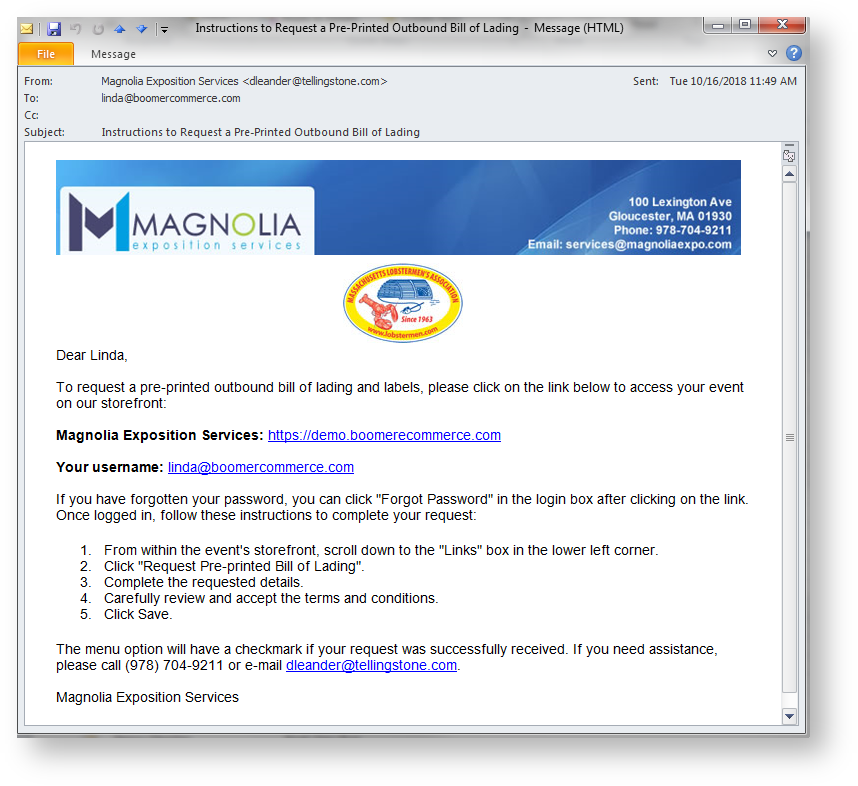 Exhibitor Bills of Lading – Boomer Commerce