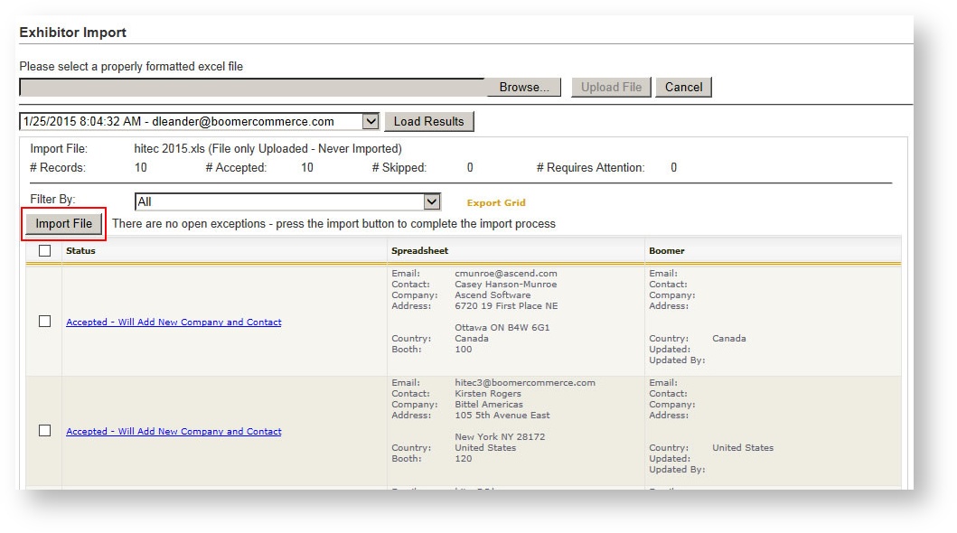 Importing an Exhibitor List – Boomer Commerce