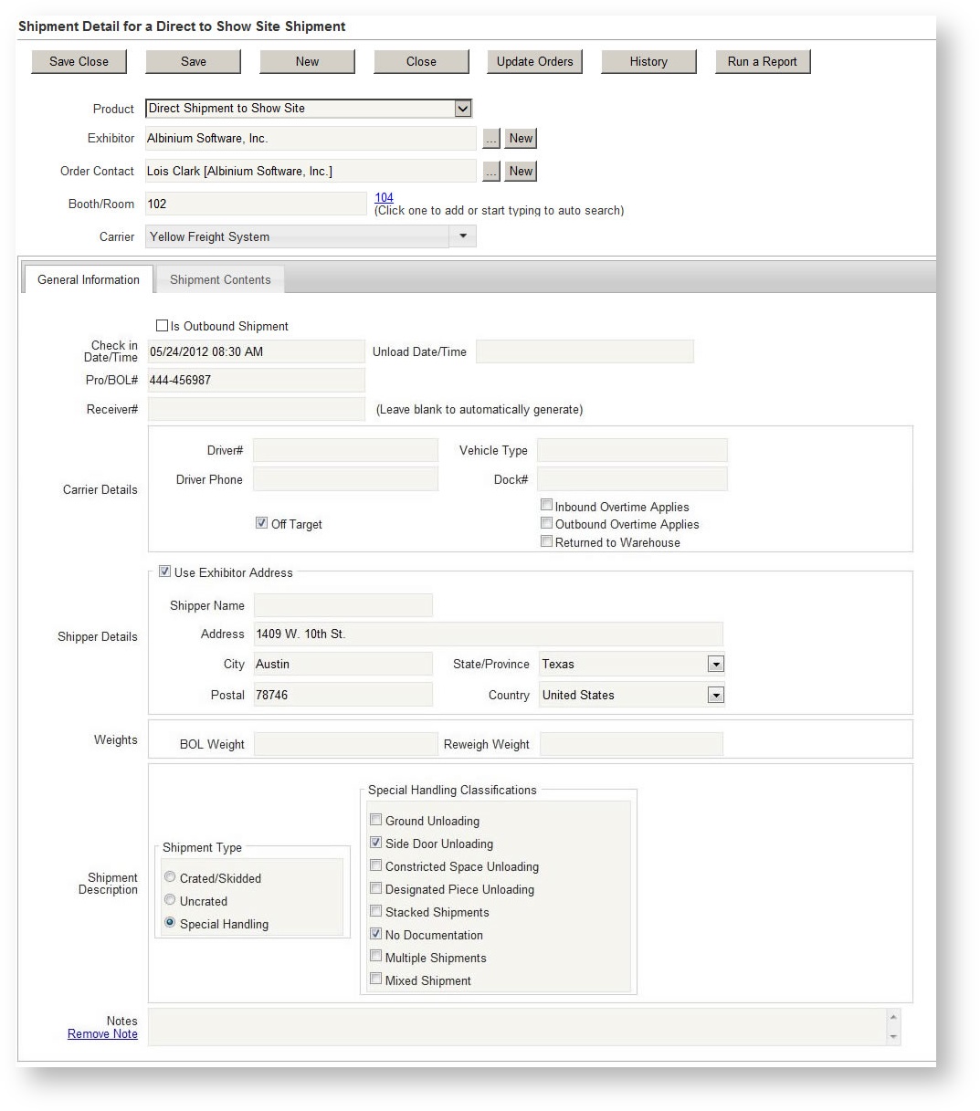 Create a Show Site Shipment – Boomer Commerce