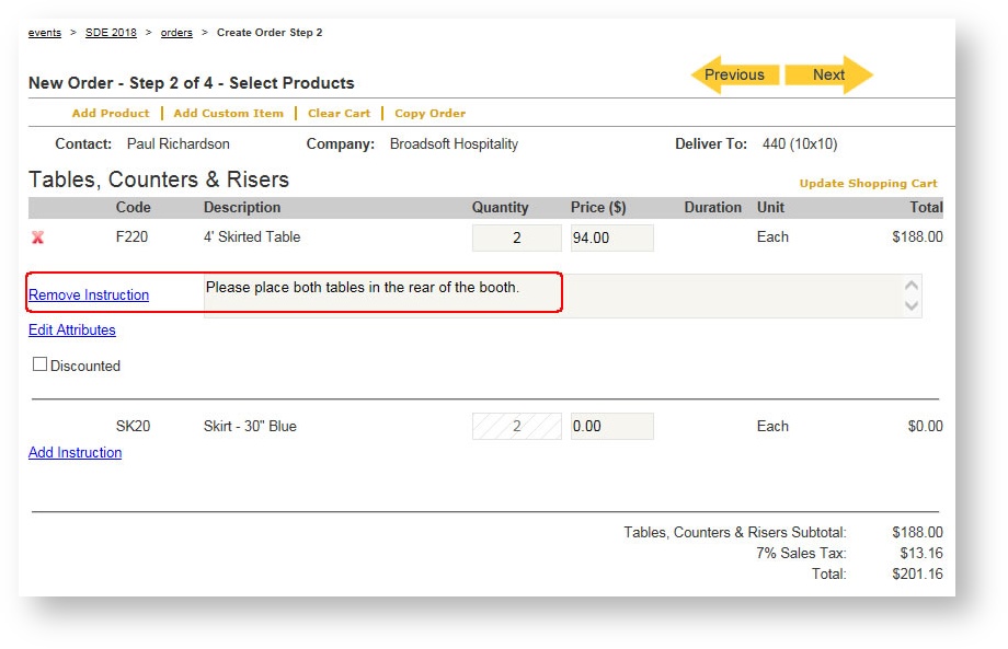 Create an Order for an Exhibitor – Boomer Commerce