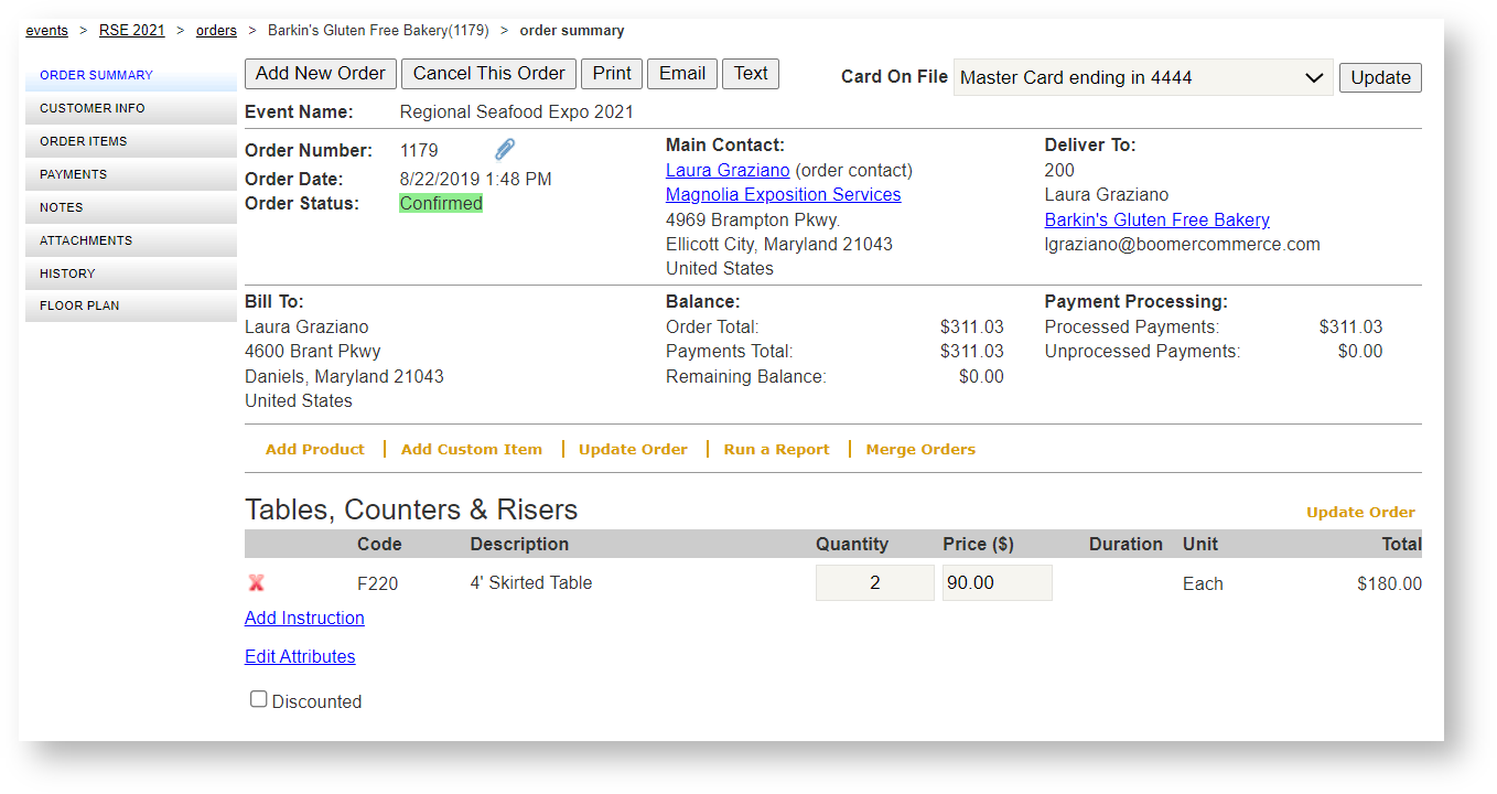 Order Summary – Boomer Commerce