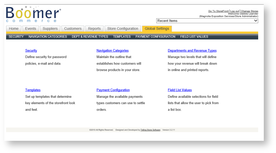 Global Settings – Boomer Commerce