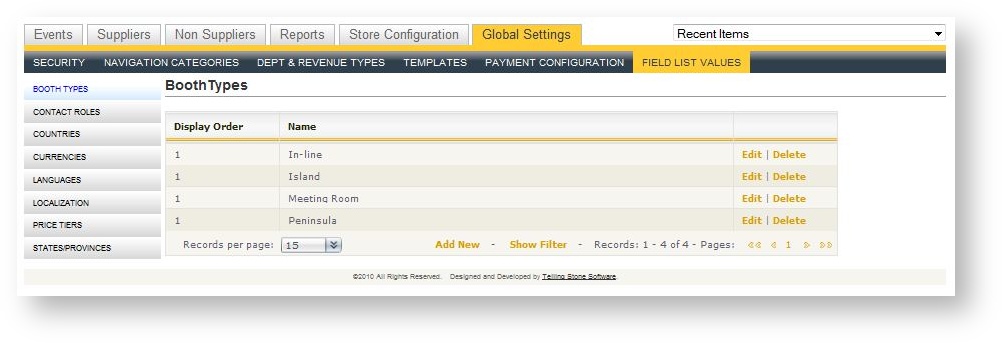 Field List Values Boomer Commerce
