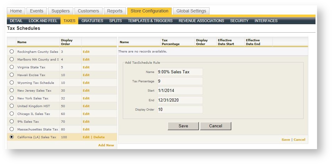Tax and Gratuity Schedules – Boomer Commerce