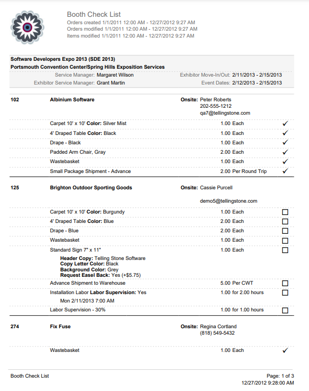 Booth Check List – Boomer Commerce