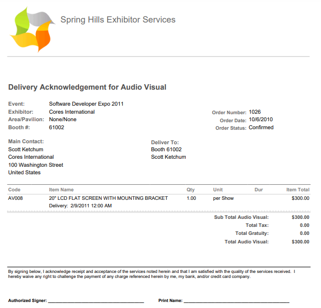 Delivery Acknowledgement with Signature – Boomer Commerce