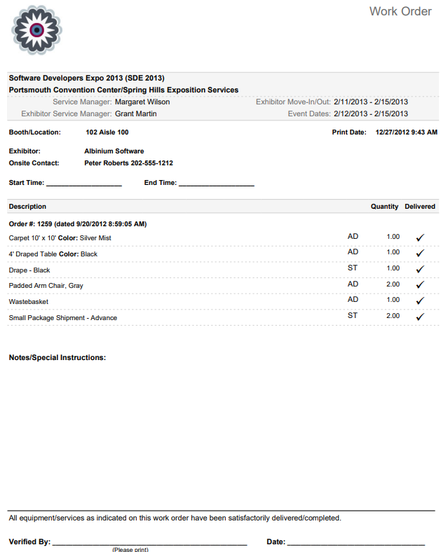 Work Order – Boomer Commerce